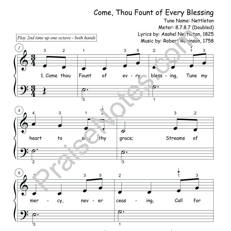 Come Thou Fount of Every Blessing - Beginner, Easter - PraiseNotes