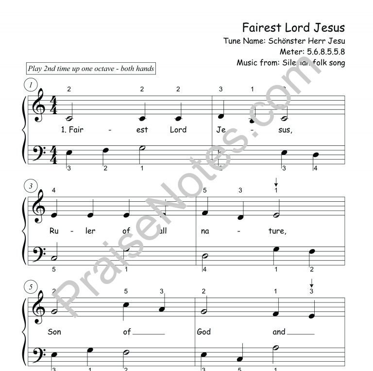 Fairest Lord Jesus - Beginner - PraiseNotes
