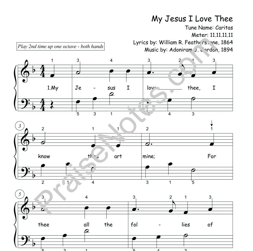 My Jesus I Love Thee - Beginner - PraiseNotes
